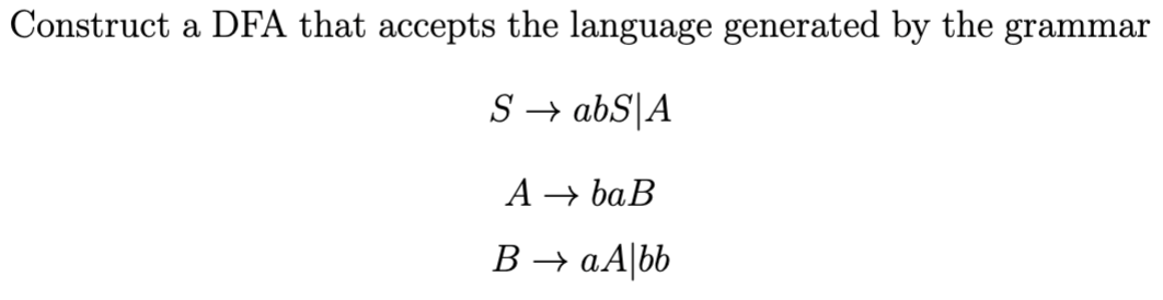 Solved Construct a DFA that accepts the language generated | Chegg.com