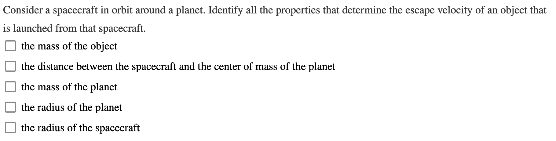 Solved Consider a spacecraft in orbit around a planet. | Chegg.com