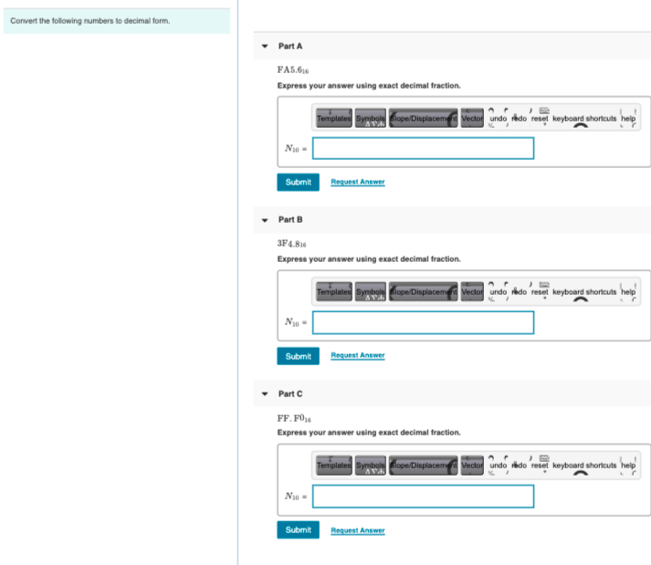 Solved Convert the following numbers to decimal form. Part A | Chegg.com