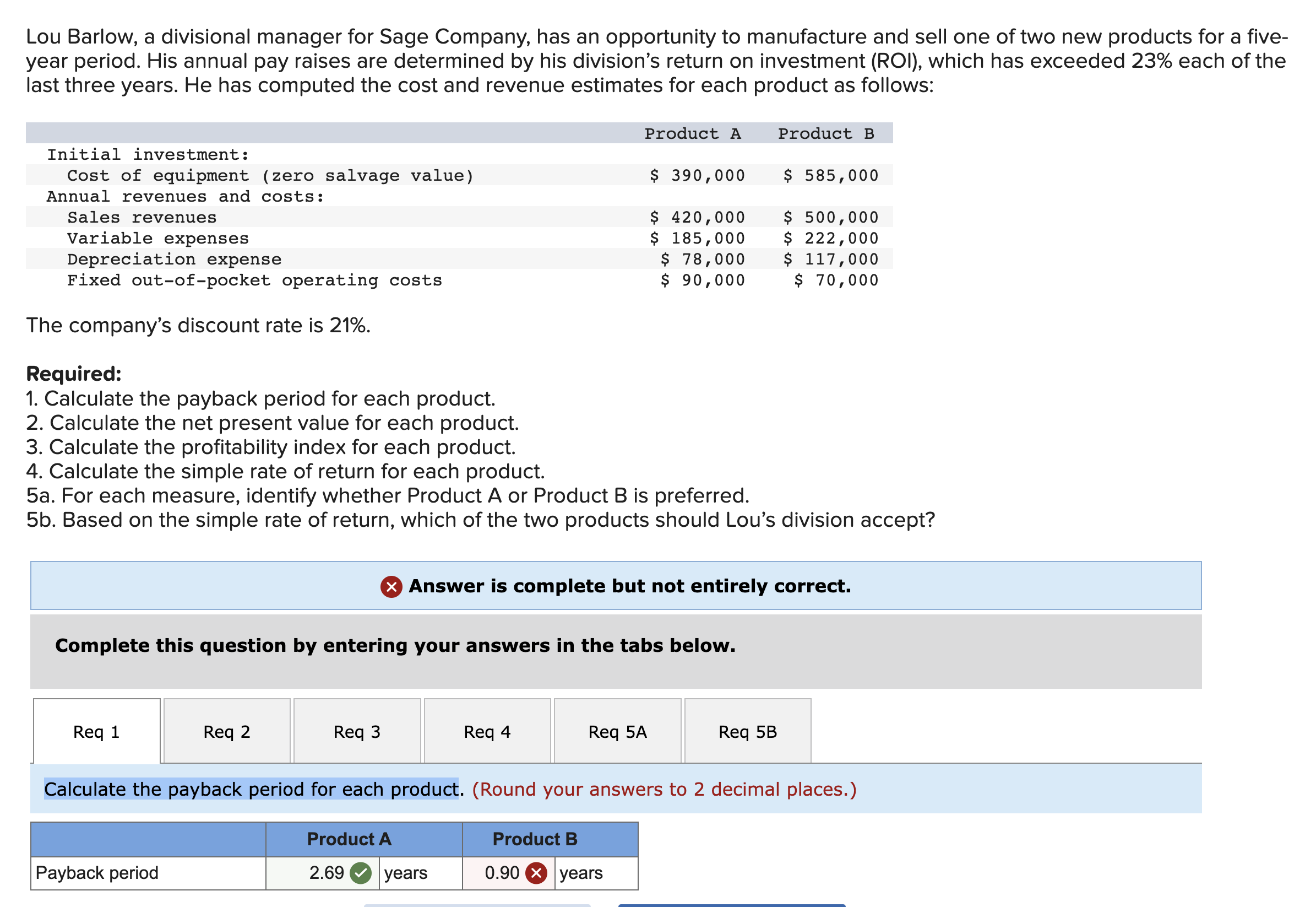 Solved Lou Barlow, a divisional manager for Sage Company, | Chegg.com