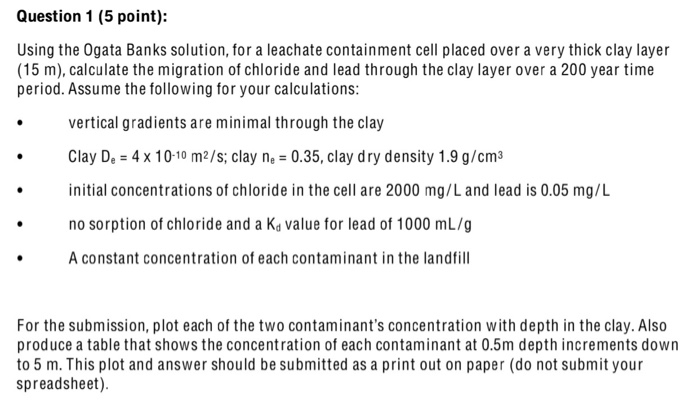 Example: Ogata-Banks (Ogata and Banks, 1961) For a | Chegg.com