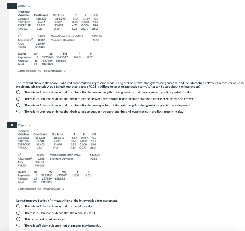 Solved 7 2.5 points Predictor Variables Coefficient Std | Chegg.com