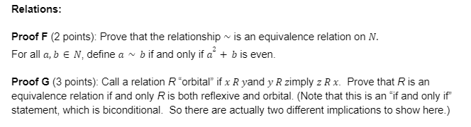 Solved Proof F (2 points): Prove that the relationship ∼ is | Chegg.com