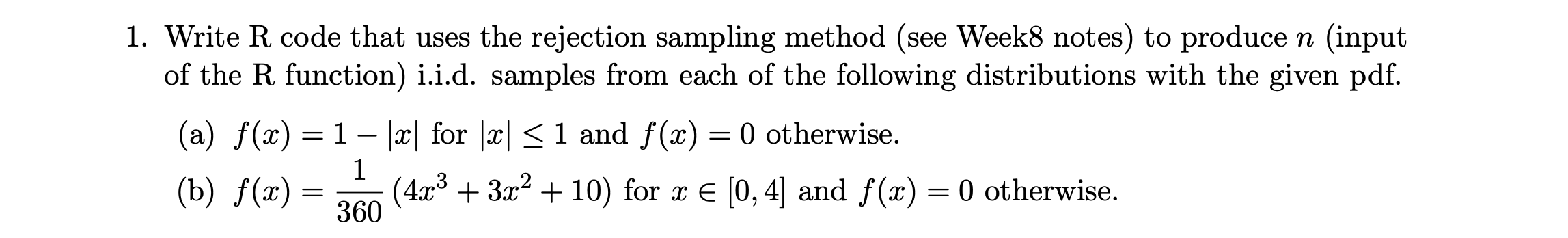 Solved Write R code that uses the rejection sampling method | Chegg.com