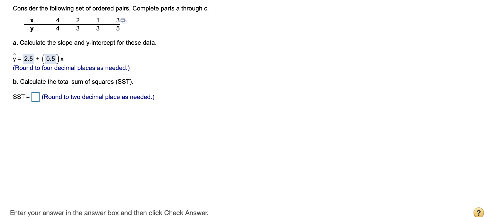 Solved b. Calculate the total sum of squares (SST). c. | Chegg.com