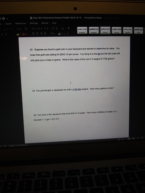 Solved Chem B1A Dimensional Analysis Problem Set 6-16-15 - | Chegg.com
