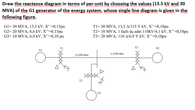 Solved Draw the reactance diagram in terms of per-unit by | Chegg.com