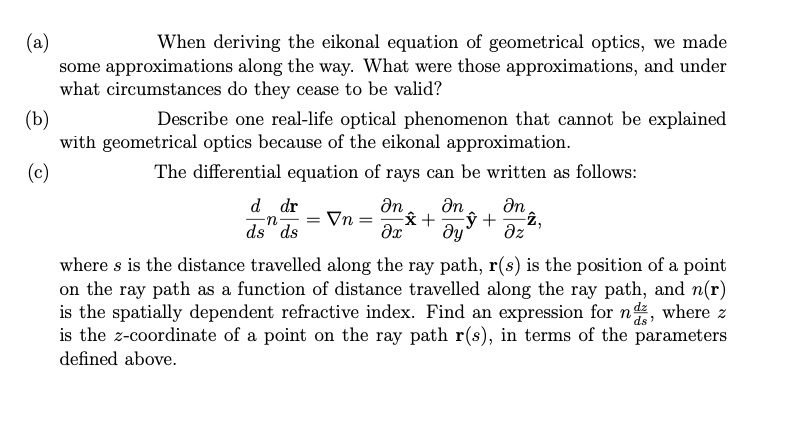 Solved Eikonal equation and the differential equation of | Chegg.com
