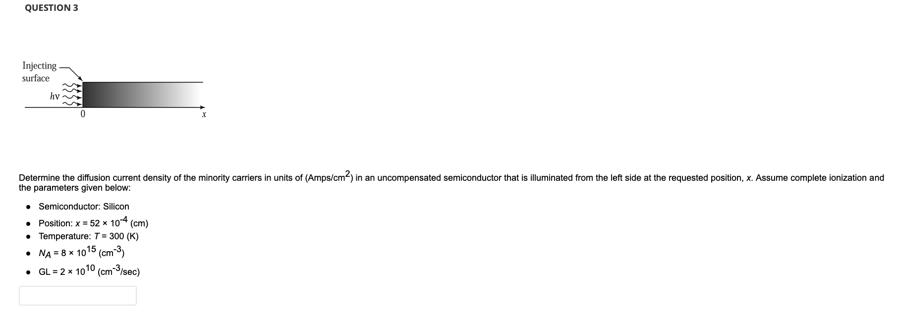 Solved the parameters given below: - Semiconductor: Silicon | Chegg.com
