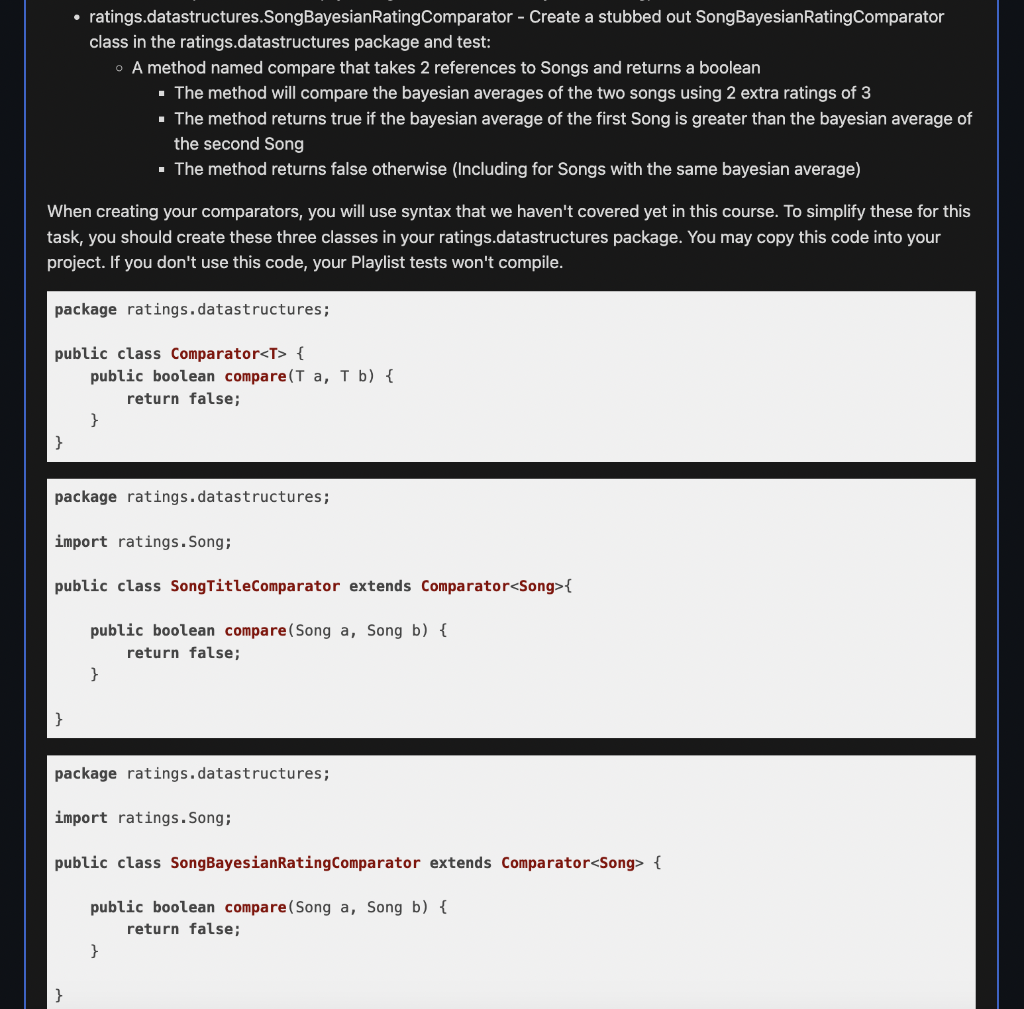 Solved - ratings.datastructures.SongBayesianRatingComparator | Chegg.com
