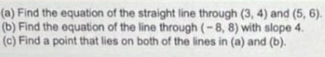 Solved (a) Find the equation of the straight line through | Chegg.com