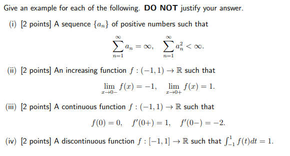 Solved Give an example for each of the following. DO NOT | Chegg.com