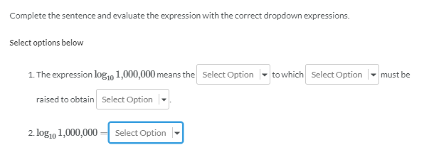 Solved 1. The expression log10 1,000,000 means the (root / | Chegg.com