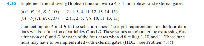 Solved .35 Implement the following Boolean function with a | Chegg.com