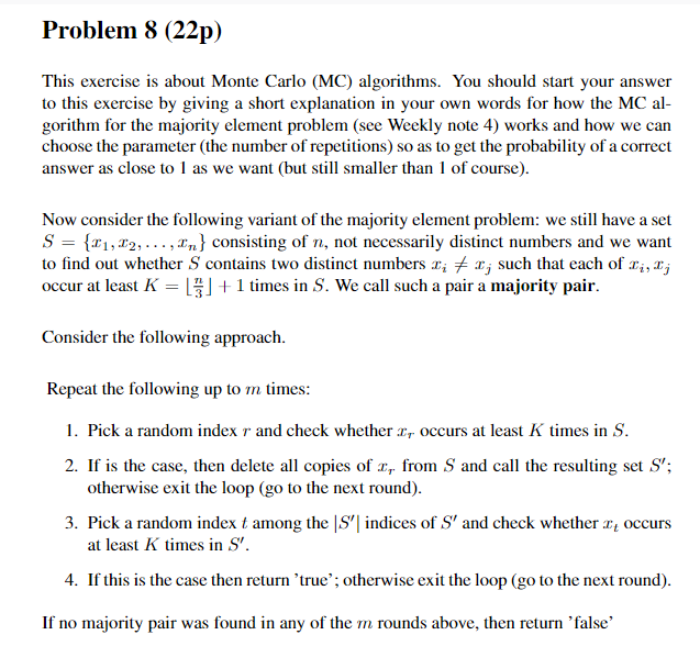 Problem 8 (22p) This exercise is about Monte Carlo | Chegg.com