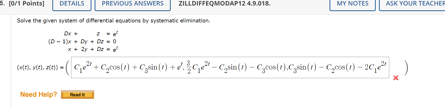 Solved Solve the given system of differential equations by | Chegg.com