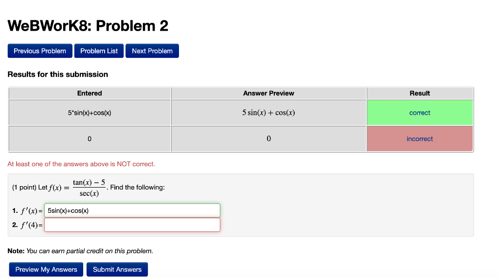 Solved WeBWorK8: Problem 2 Previous Problem Problem List | Chegg.com