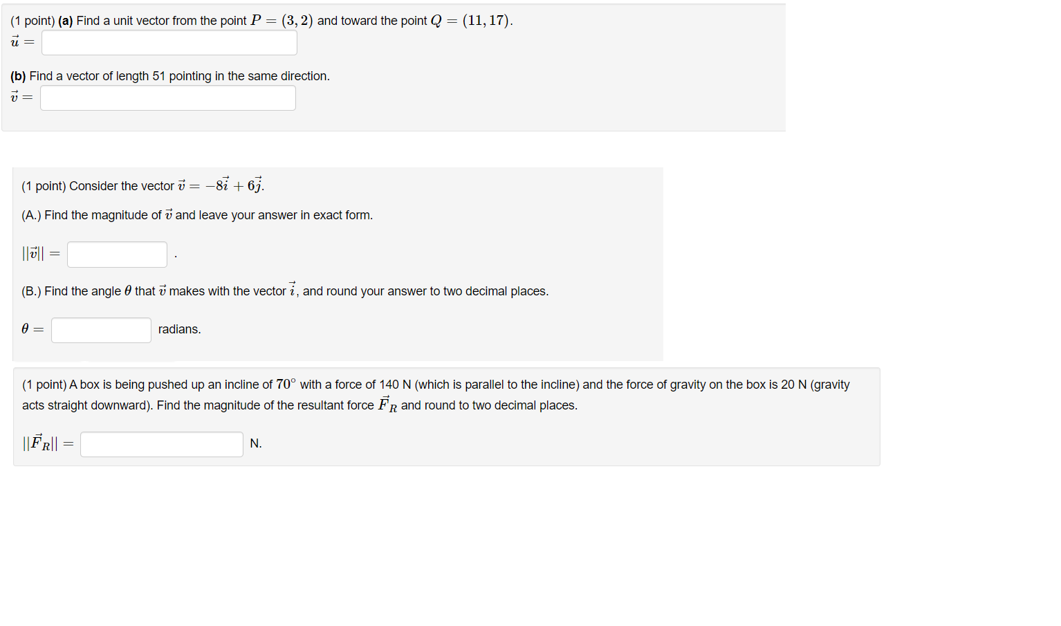 Solved (1 point) (a) Find a unit vector from the point | Chegg.com