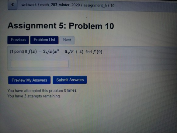 Solved webwork / math_203_winter_2020 / assignment 5/10 | Chegg.com Solved webwork / math_203_winter_2020 / assignment 5/10 | Chegg.com