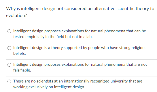 Solved Why is intelligent design not considered an | Chegg.com