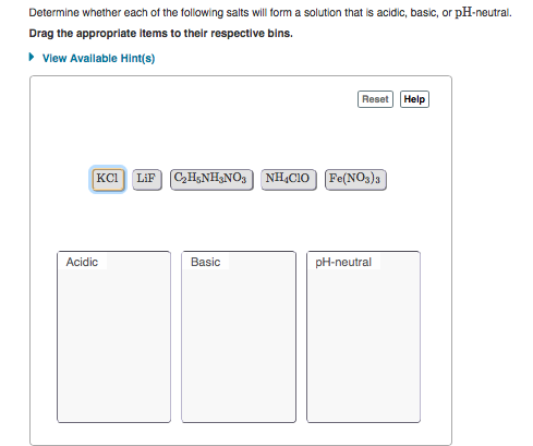 Solved Determine whether each of the following salts will | Chegg.com