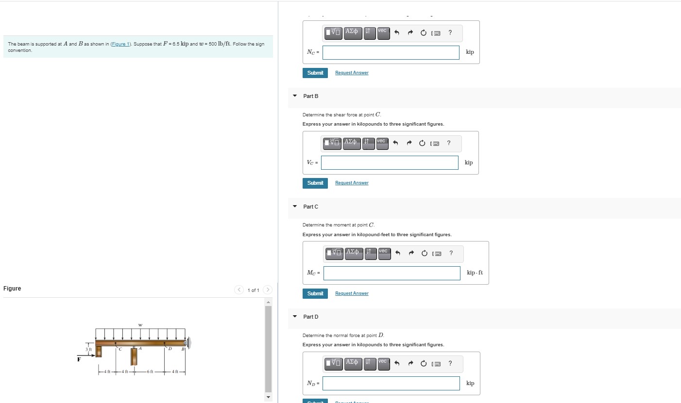 Solved The beam is supported at A and B ﻿as shown in (Figure | Chegg.com
