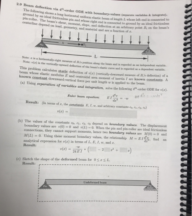 Solved 2.9 Beam deflection via 4th order ODE with | Chegg.com