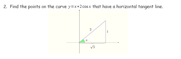 Solved 2. Find the points on the curve y=x+2cosx that have a | Chegg.com