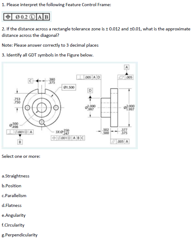 Solved 1. Please interpret the following Feature Control | Chegg.com