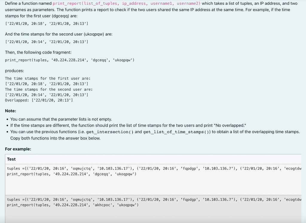 Solved Define a function named print_report ( | Chegg.com