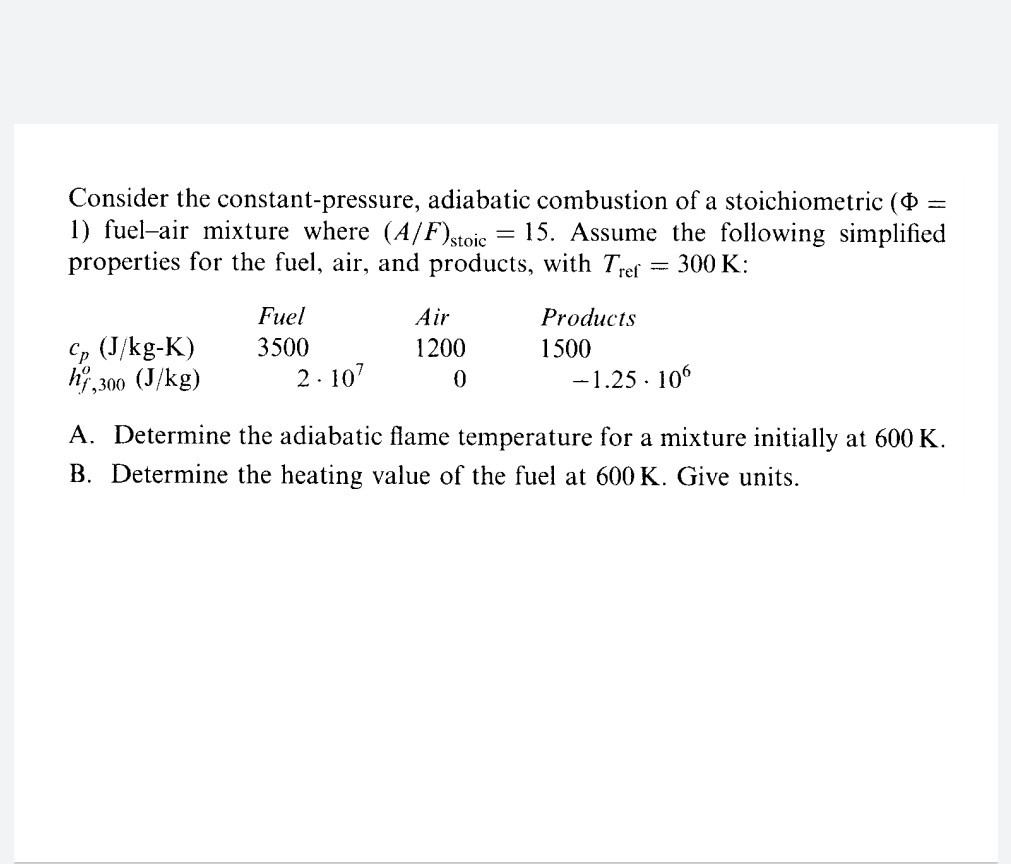 Solved Consider the constant-pressure, adiabatic combustion | Chegg.com