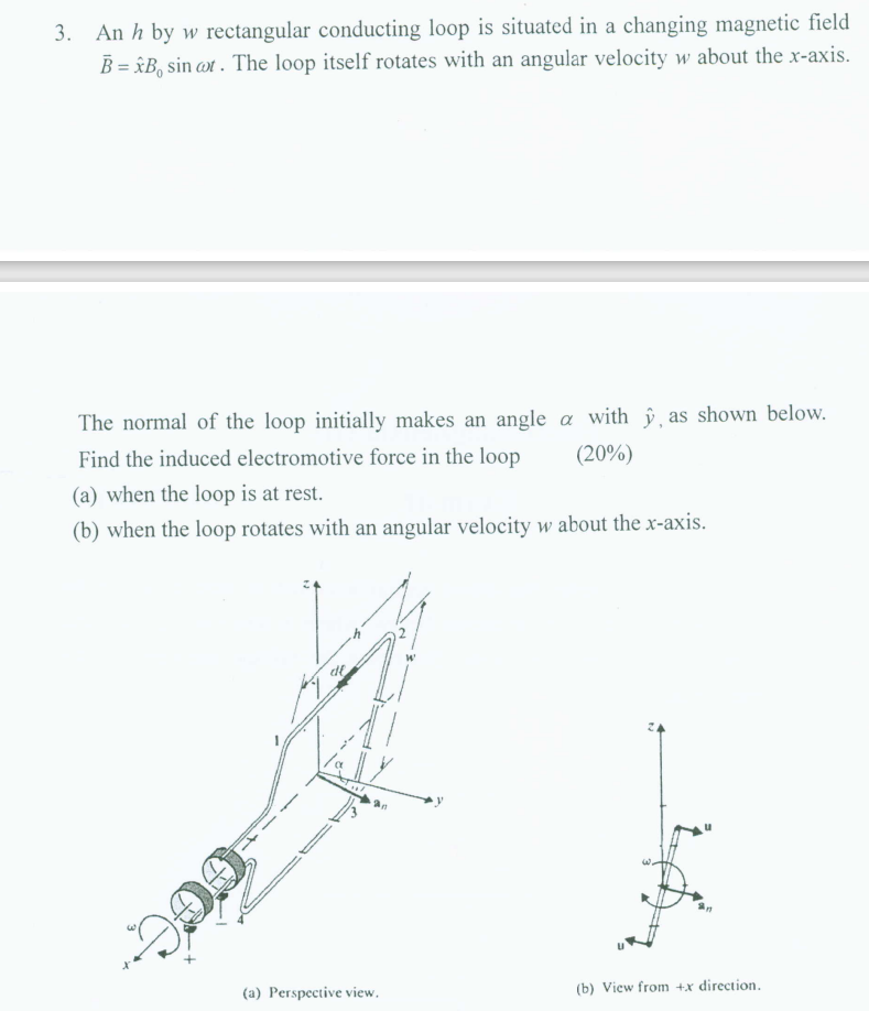 Solved 3. An h by w rectangular conducting loop is situated | Chegg.com