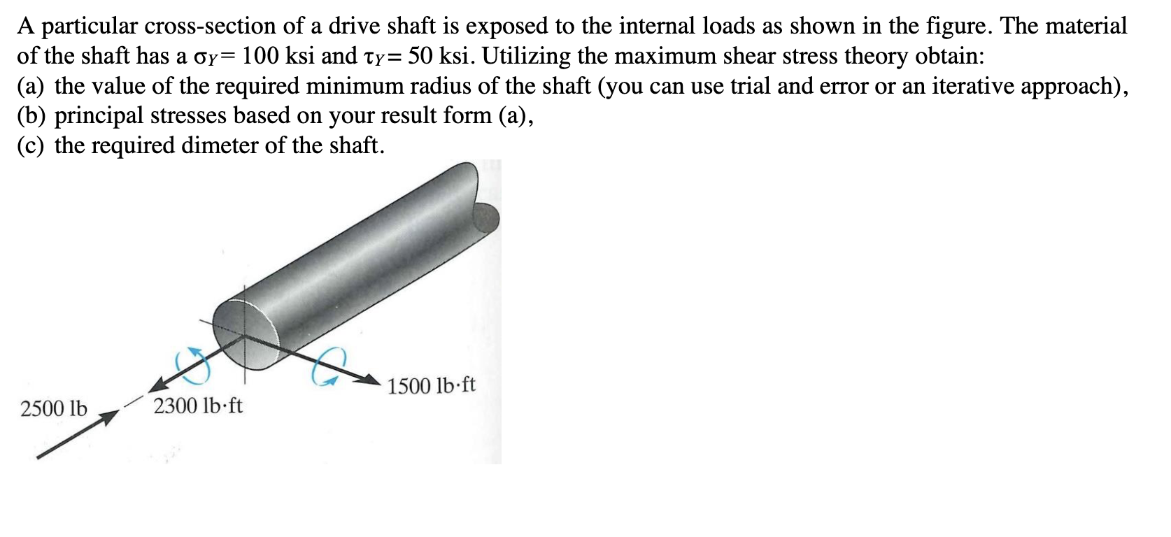 Solved A particular cross-section of a drive shaft is | Chegg.com
