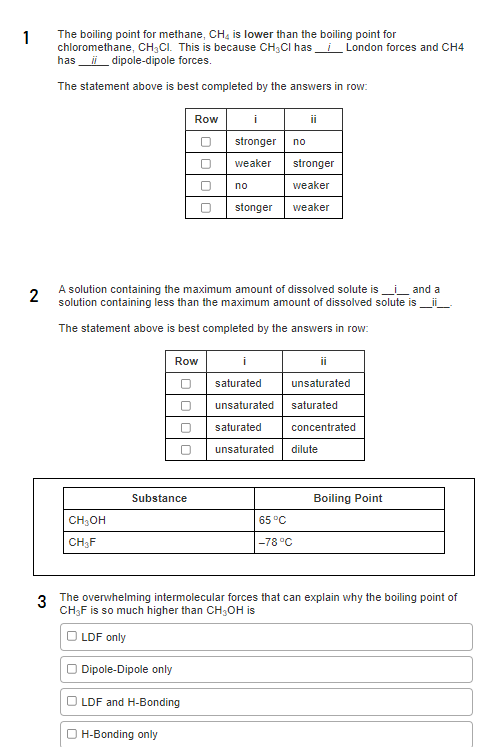 Solved 1 The boiling point for methane, CH, is lower than | Chegg.com
