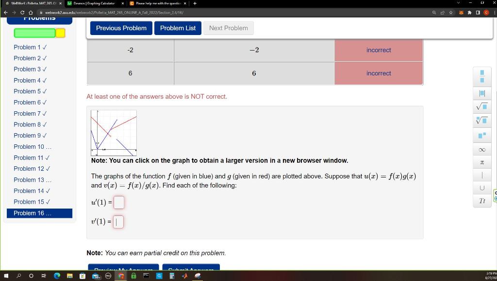 Solved At least one of the answers above is NOT correct. | Chegg.com