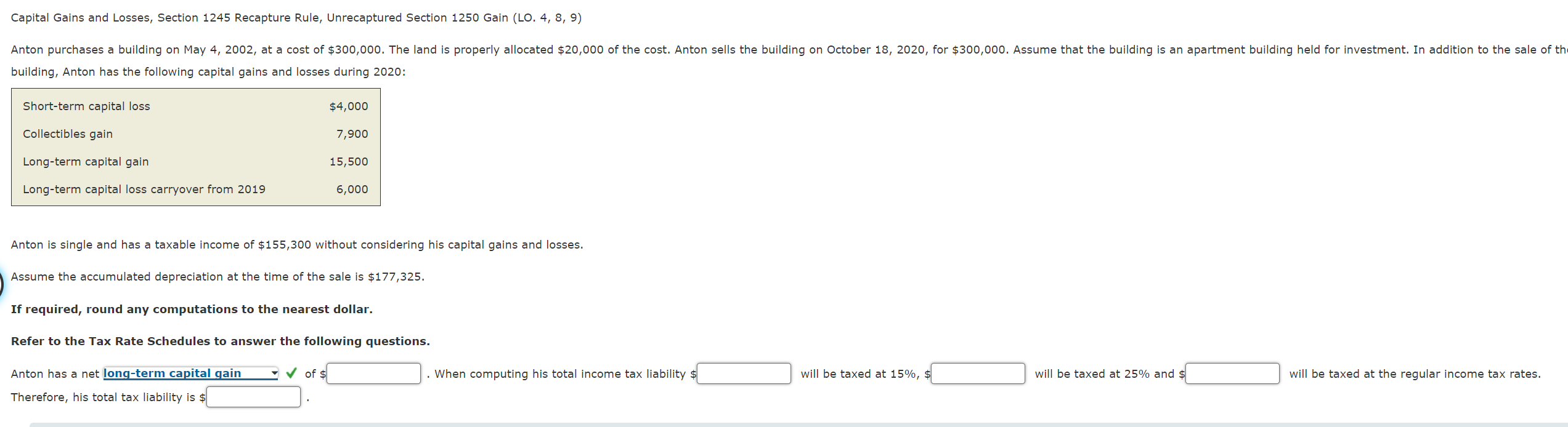 Solved Capital Gains and Losses, Section 1245 Recapture | Chegg.com