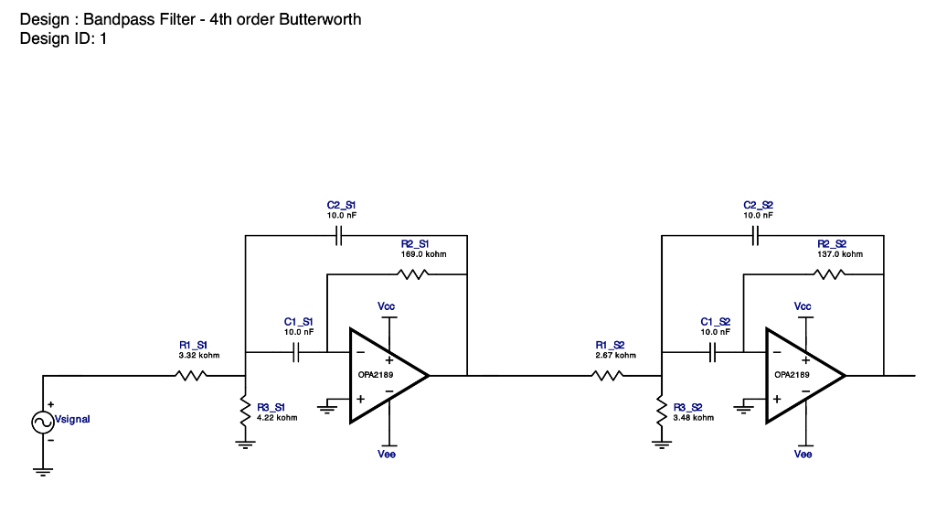 Design : Bandpass Filter - 4th order Butterworth | Chegg.com