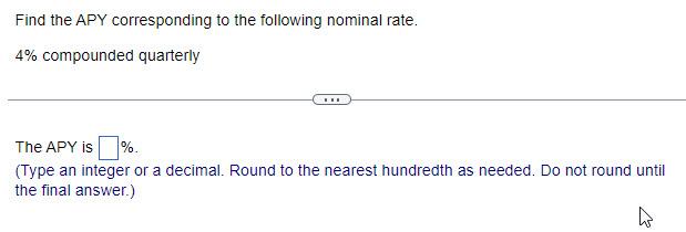 Solved Find the APY corresponding to the following nominal | Chegg.com