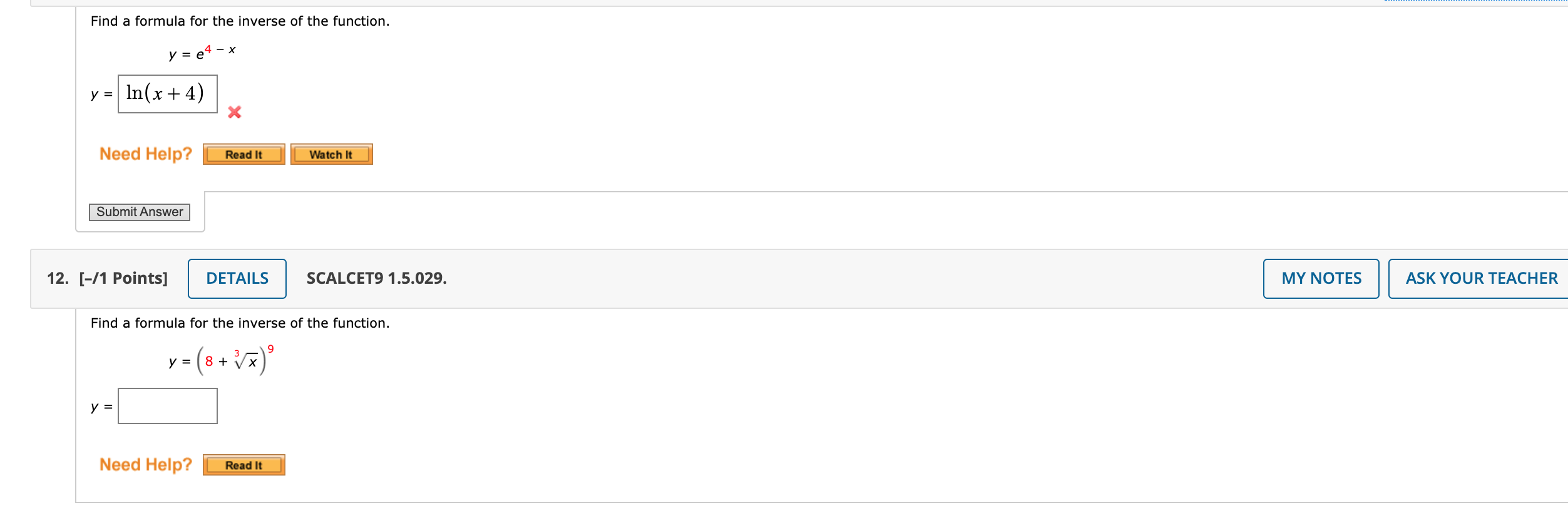 Solved Find a formula for the inverse of the function. y = | Chegg.com