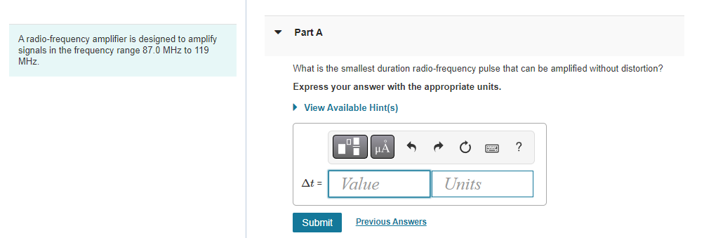 Solved A radio-frequency amplifier is designed to amplify | Chegg.com