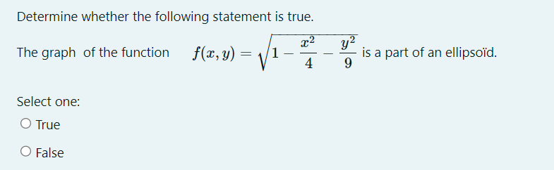 Solved Determine whether the following statement is true. | Chegg.com