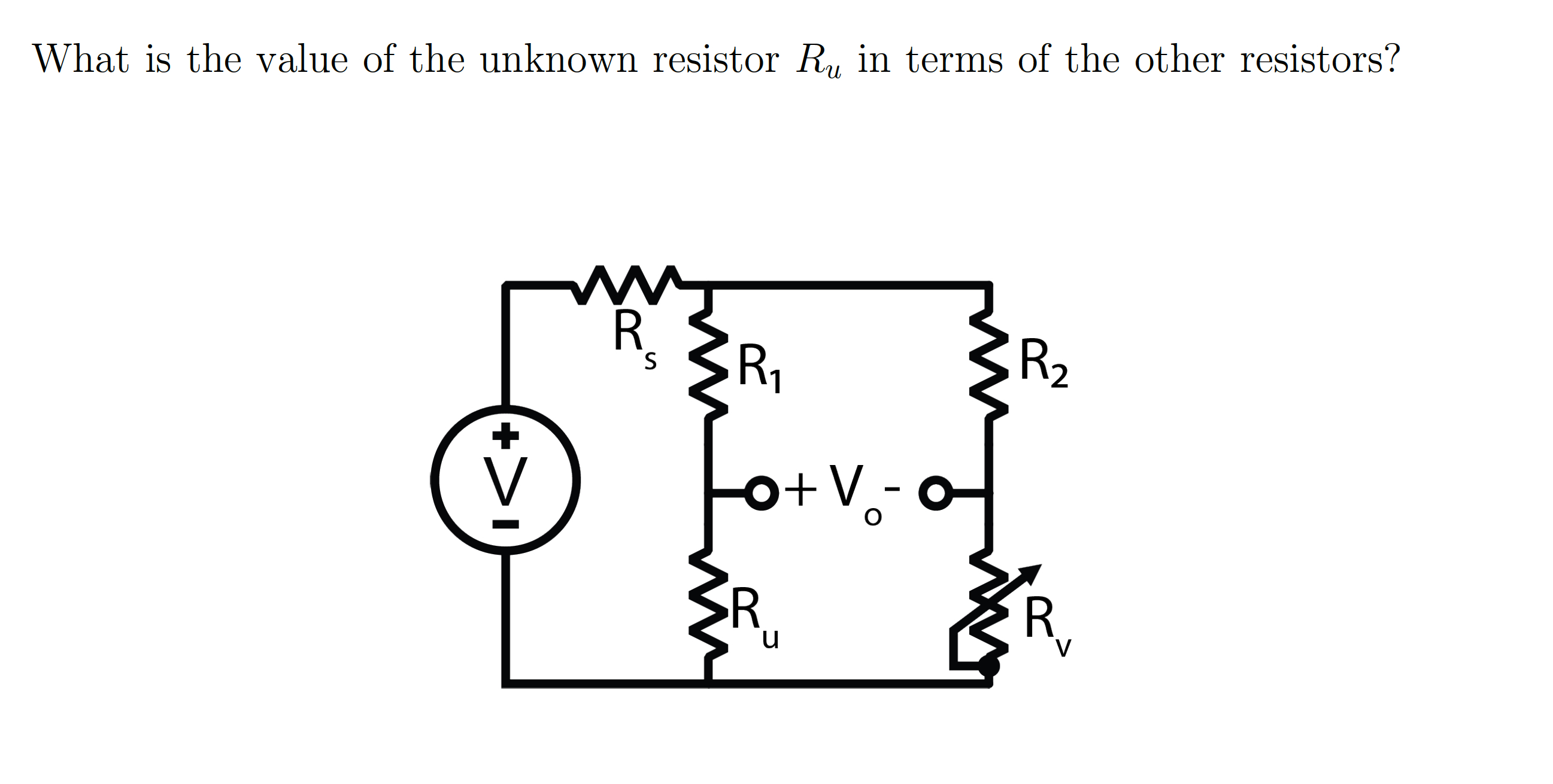 Solved What is the value of the unknown resistor Ru in terms | Chegg.com