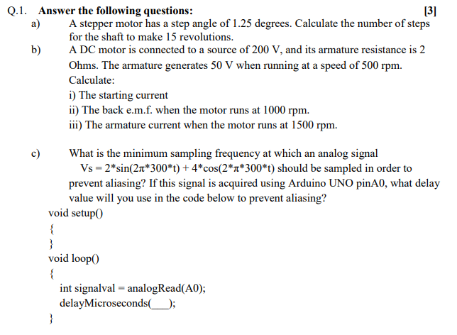 1. Answer the following questions: [3] a) A stepper | Chegg.com