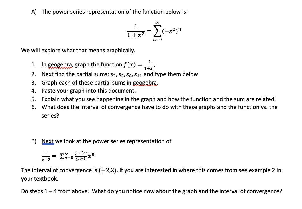 A The Power Series Representation Of The Function
