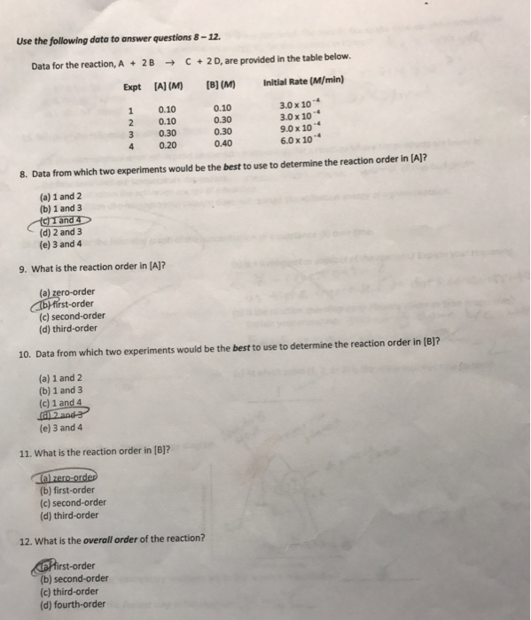 Solved Use the following data to answer questions 8-12. | Chegg.com