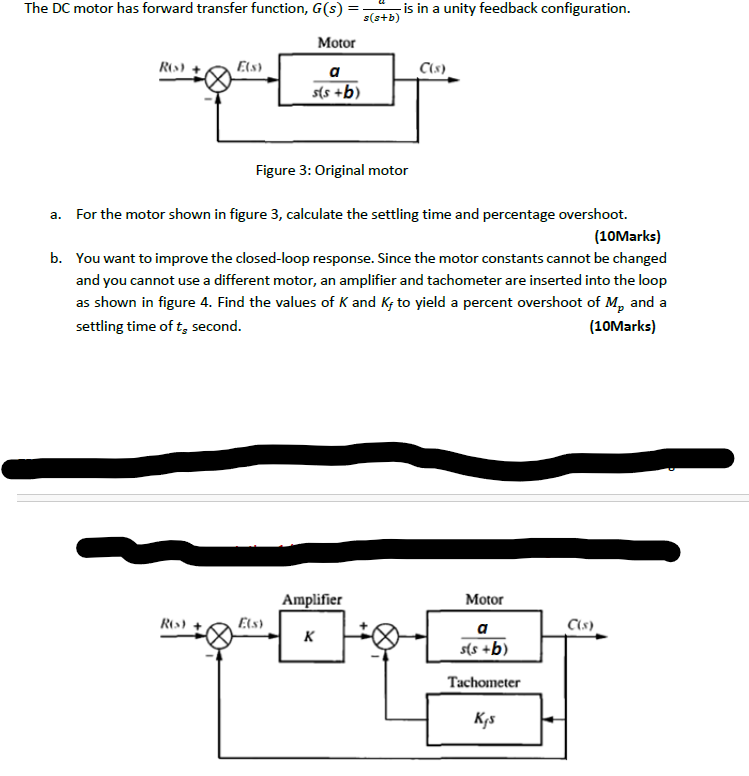 Solved The DC motor has forward transfer function, | Chegg.com