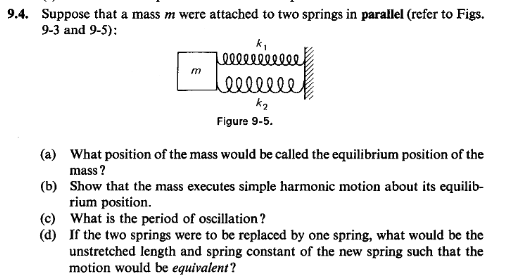 Solved 9.4. Suppose that a mass m were attached to two | Chegg.com