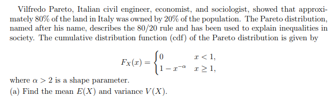 Solved Vilfredo Pareto, Italian civil engineer, economist, | Chegg.com