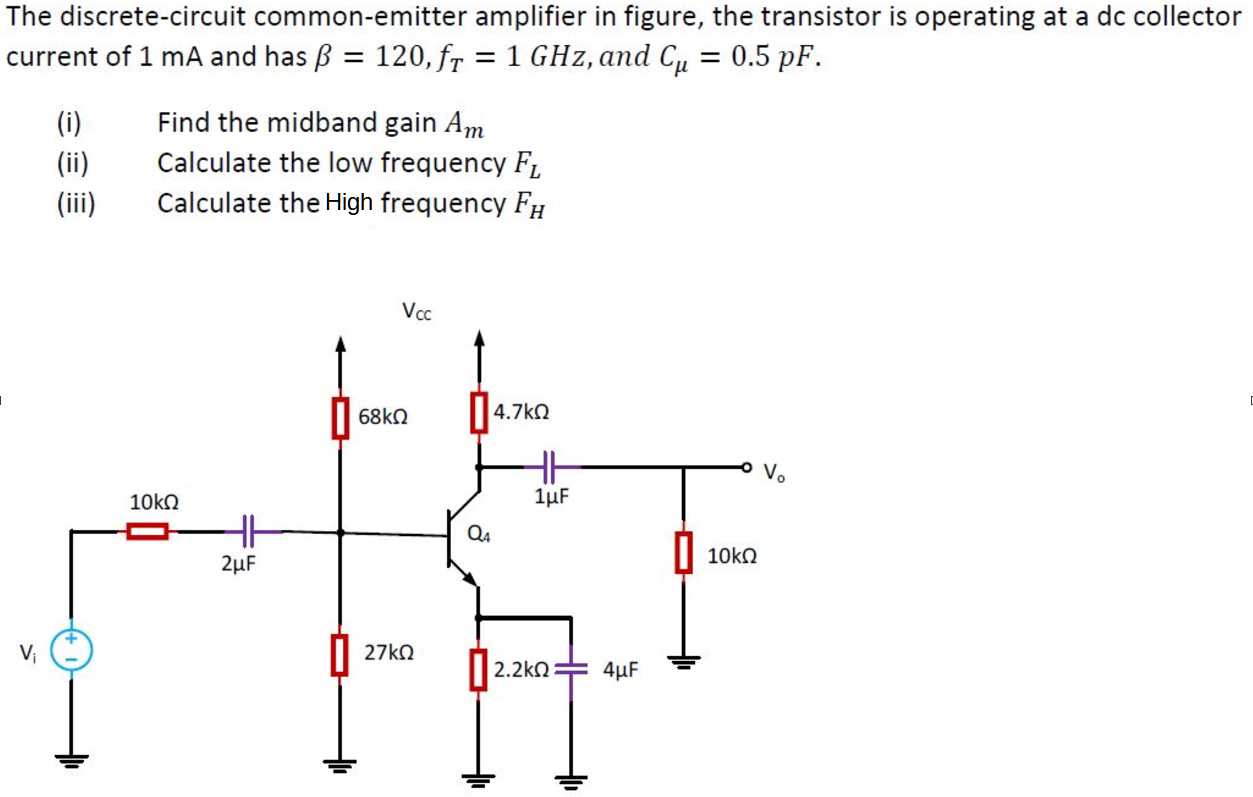 Solved The discrete-circuit common-emitter amplifier in | Chegg.com