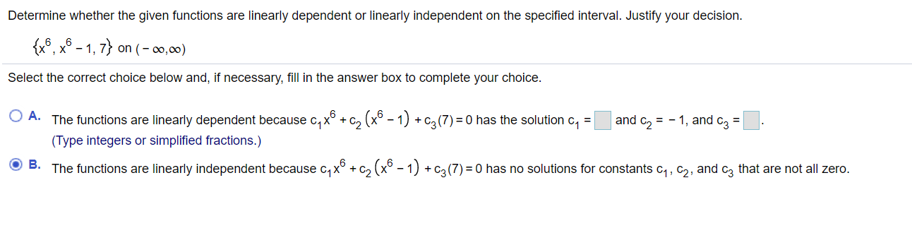 Solved Determine whether the given functions are linearly | Chegg.com